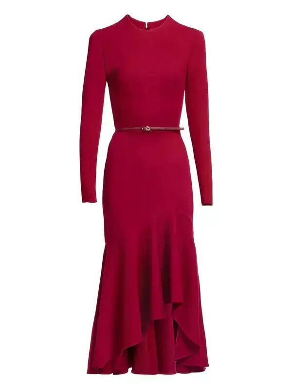 Elie Saab Ruffled Belted Midi Dress