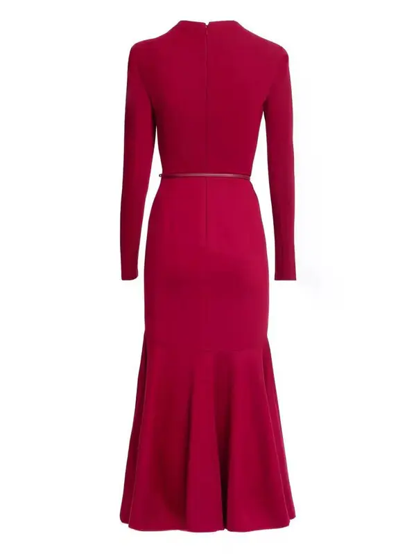Elie Saab Ruffled Belted Midi Dress