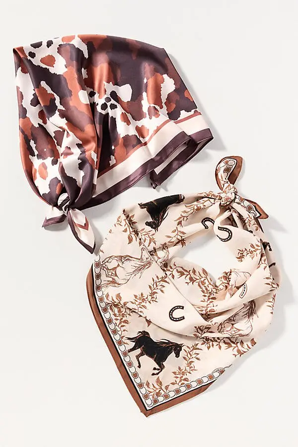 Anthropologie Mod Farm Hair Scarves, Set Of 2 - Cow/horse