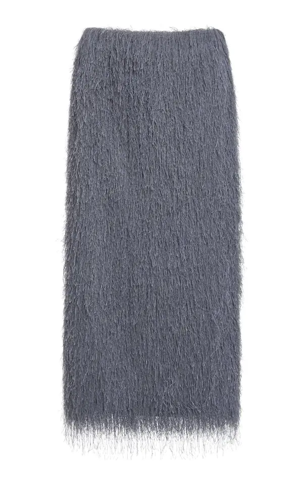 Dries Van Noten Sokna Fringed Midi Skirt - Dark Grey