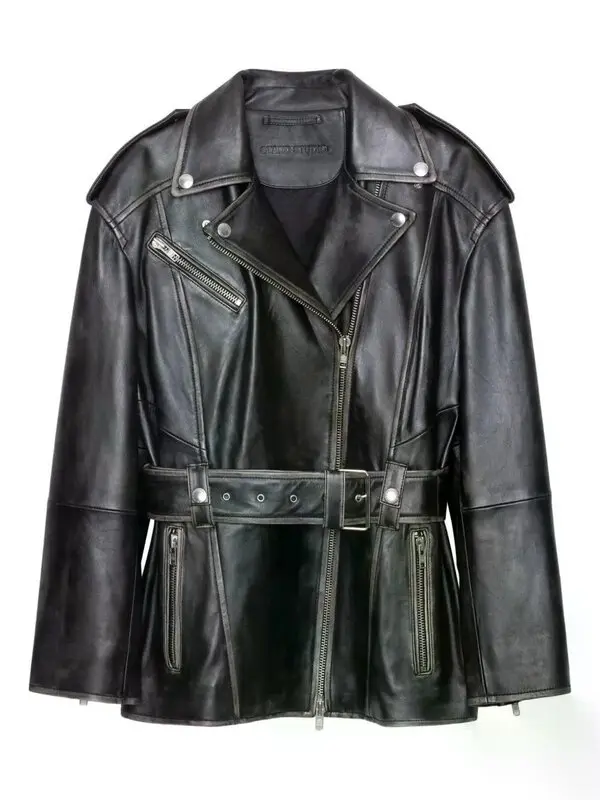 STAND STUDIO Leona Leather Biker Jacket - Black