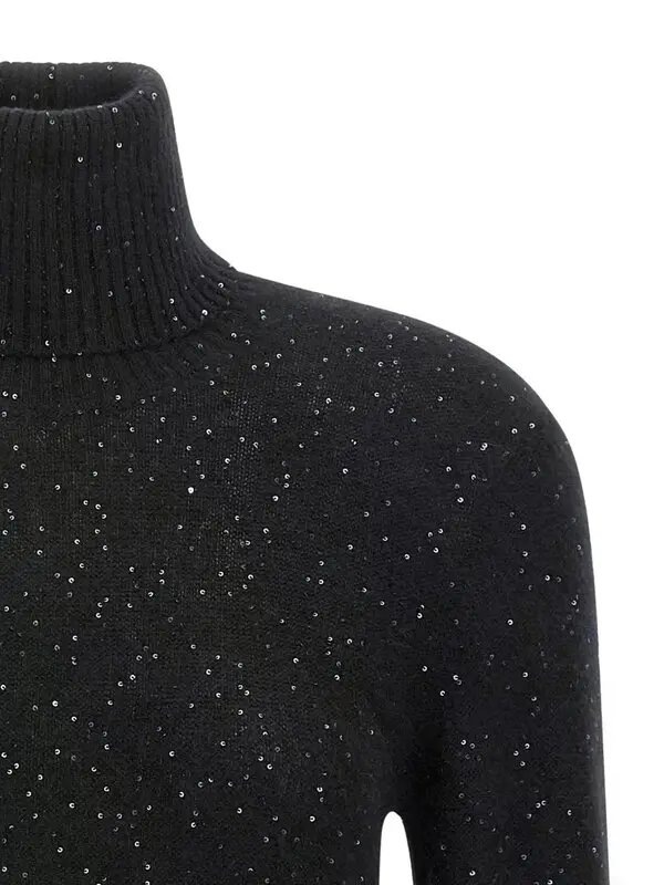 Fabiana Filippi Sequin Turtleneck Sweater - Black