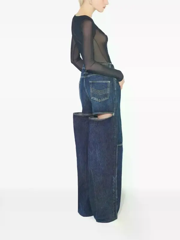 JEAN PAUL GAULTIER Cut-out Wide-leg Jeans - Blue