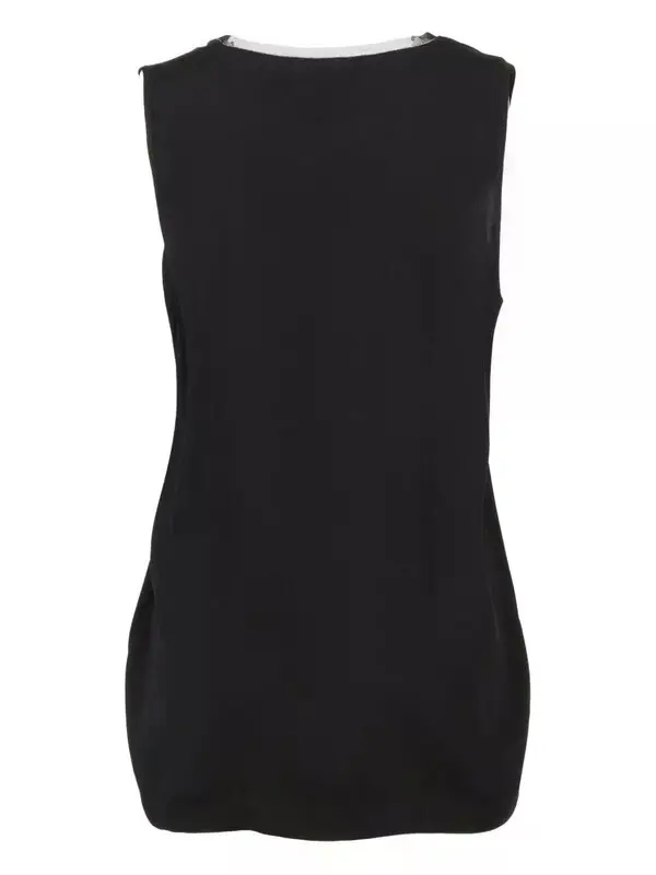 Fabiana Filippi Tulle-trimmed Satin Top - Black