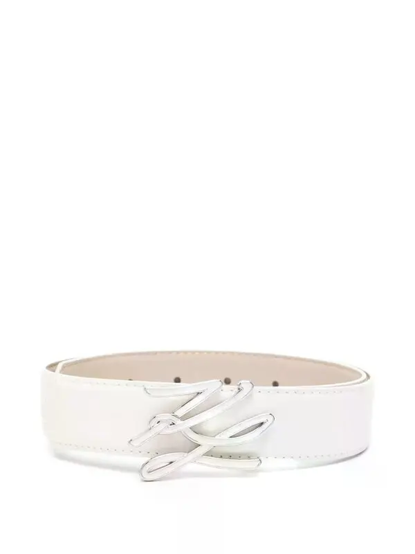 Karl Lagerfeld Logo-plaque Leather Belt - White