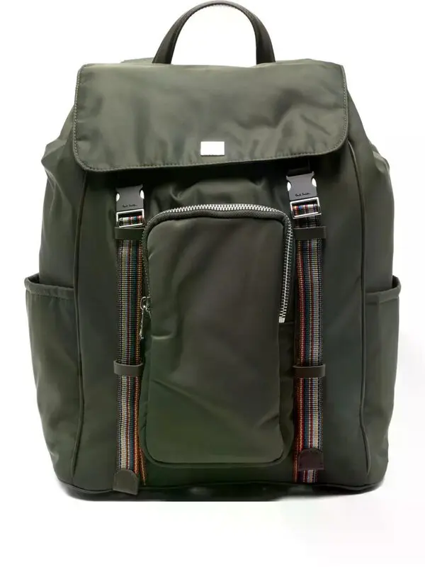 Paul Smith Flap Backpack With Striped Straps - Green