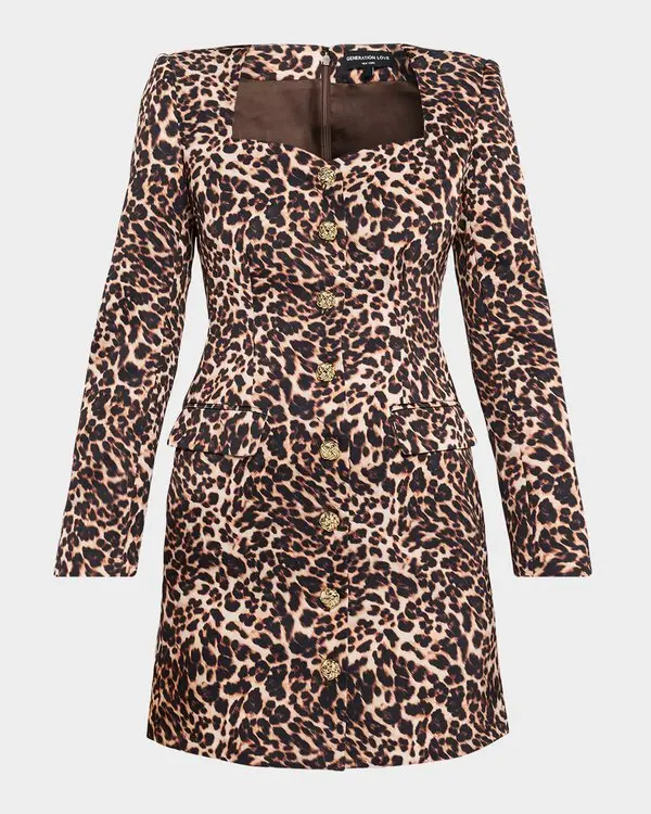 Generation Love Odelia Leopard Satin Mini Dress