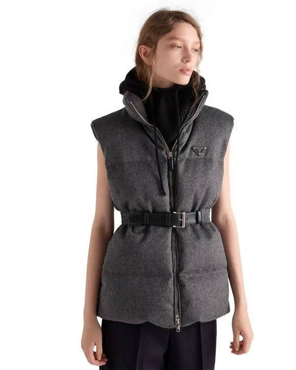 Prada Loden Down Vest - Grey