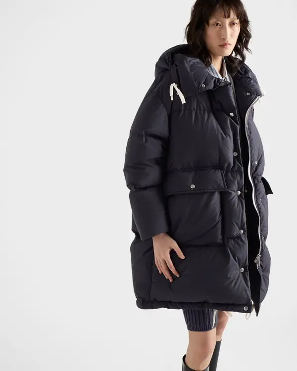 Prada Soft Canvas Down Parka - Navy