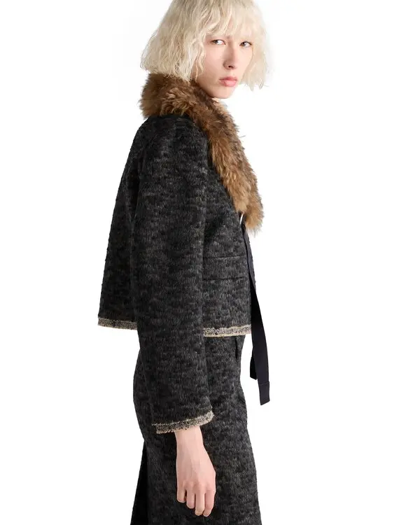 Prada Single-breasted Double Tweed Jacket