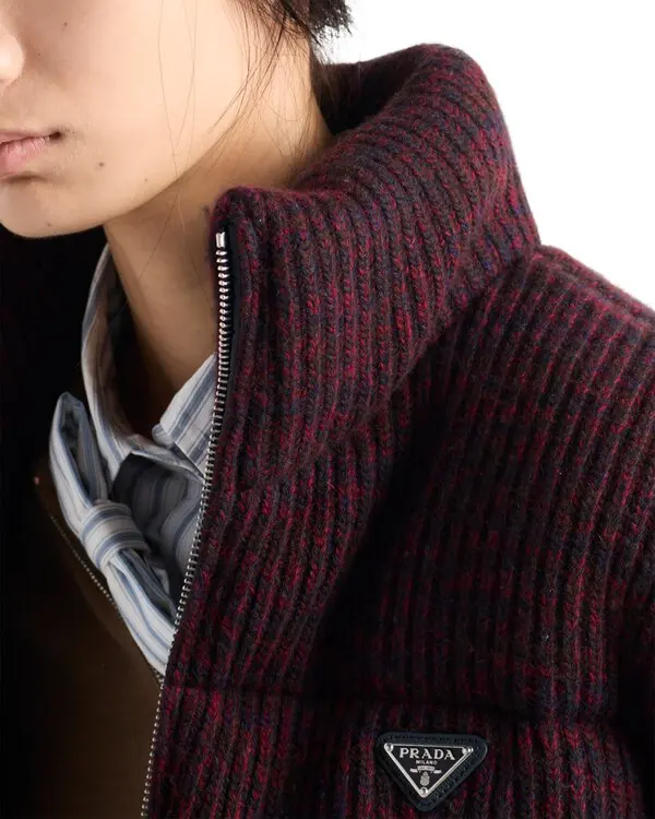 Prada Cropped Cashmere And Wool Down Jacket - Brown