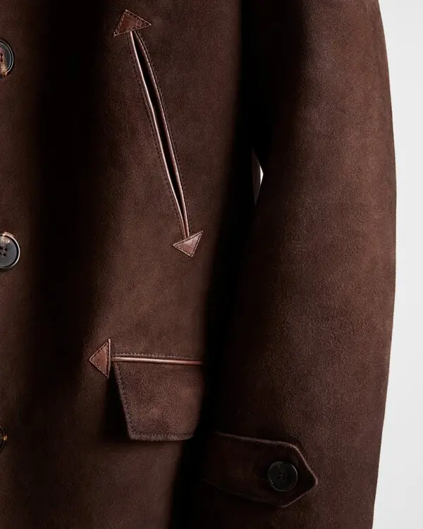 Prada Suede And Shearling Jacket - Dark Brown