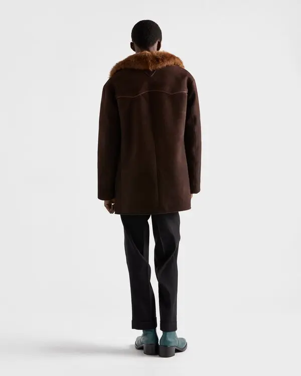 Prada Suede And Shearling Jacket - Dark Brown