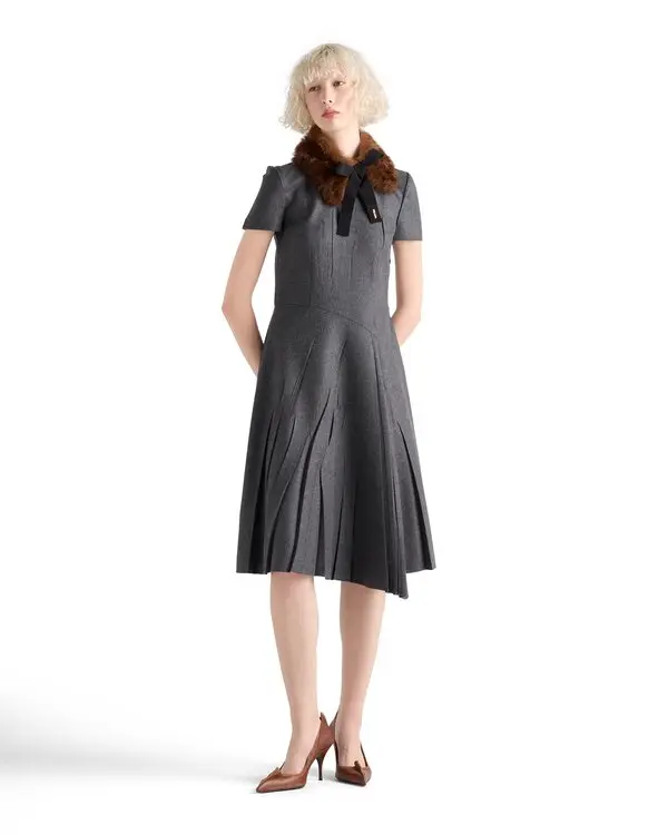 Prada Flannel Flared Dress - Grey