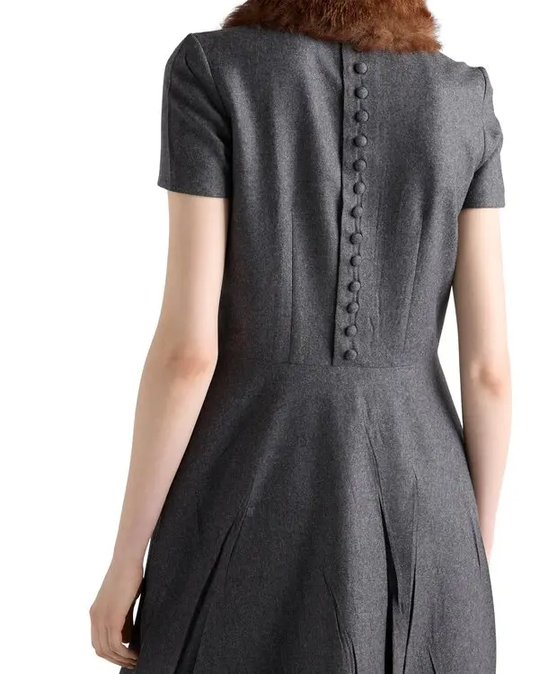 Prada Flannel Flared Dress - Grey