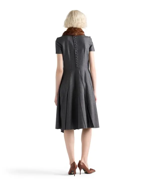 Prada Flannel Flared Dress - Grey