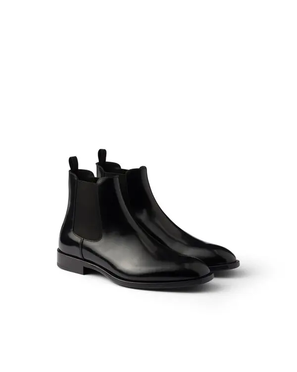 Prada Brushed Leather Chelsea Boots