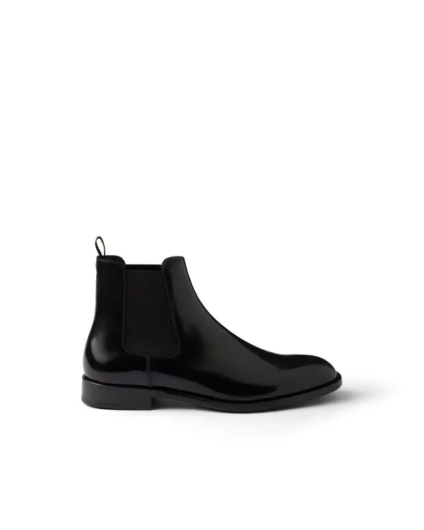Prada Brushed Leather Chelsea Boots