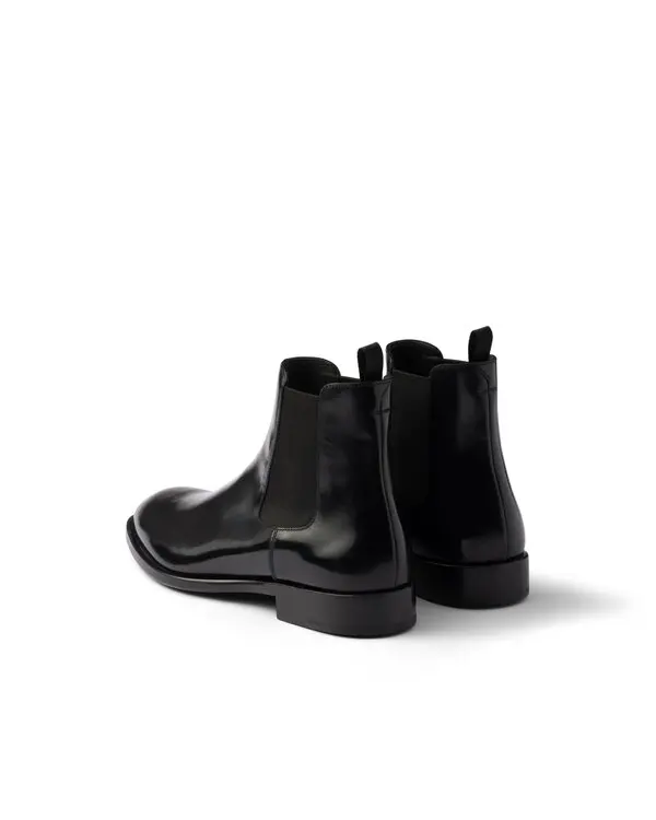 Prada Brushed Leather Chelsea Boots