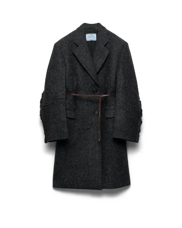 Prada Single-breasted Shetland Wool Coat - Grey
