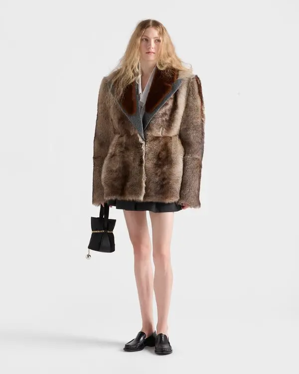 Prada Shearling And Cloth Coat