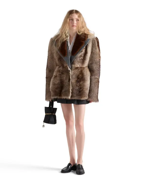 Prada Shearling And Cloth Coat