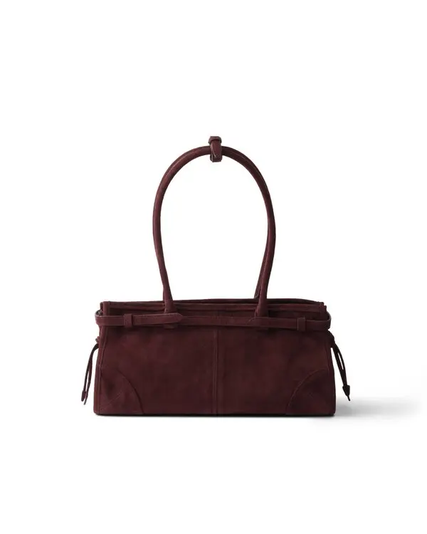 Prada Bonnie Medium Suede Handbag - Red