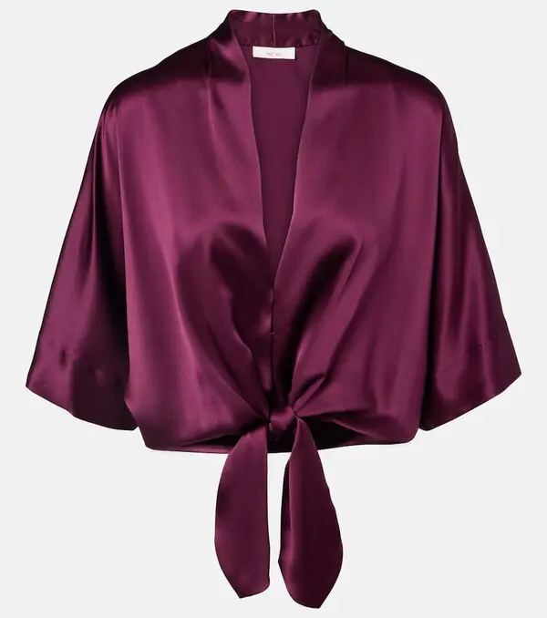 THE SEI Cropped Silk Charmeuse Top