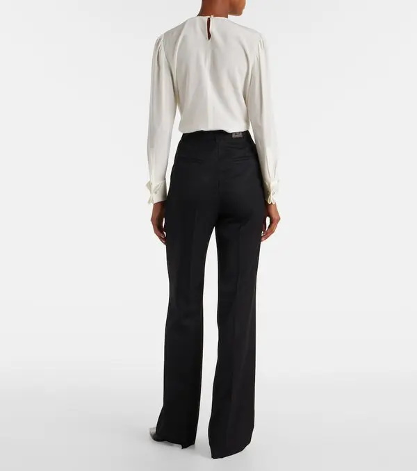 Max Mara Cannes Virgin Wool Straight Pants - Black