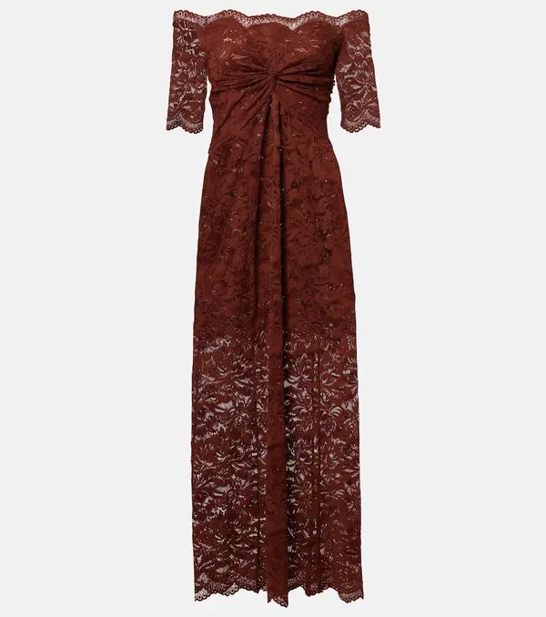 Rabanne Floral Stretch-Guipure Lace Midi Dress - Brown - 50% Off |  Editorialist