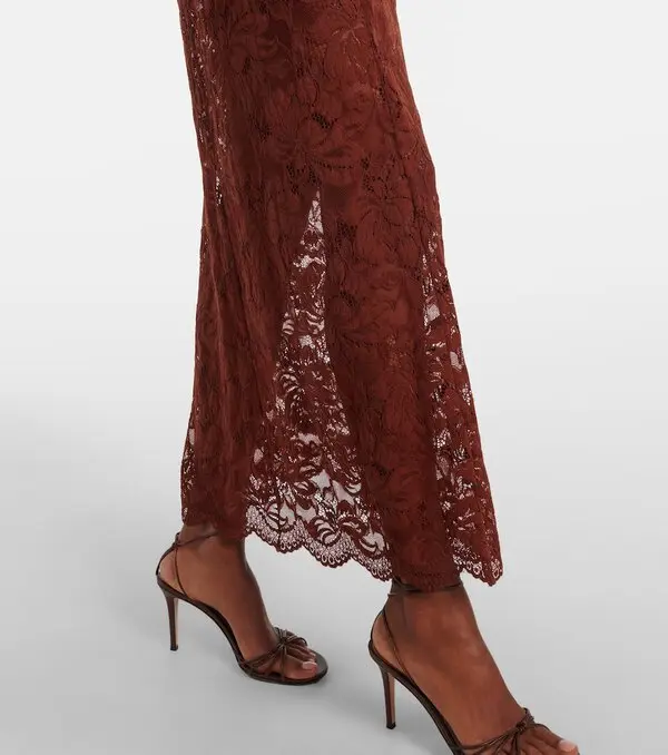 Rabanne Off-shoulder Lace Maxi Dress - Brown
