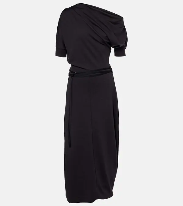 LEMAIRE Twisted Hem Jersey Midi Dress - Grey
