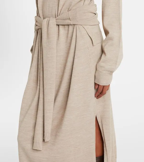 LEMAIRE Trompe L'oeil Wool-blend Midi Dress - Beige