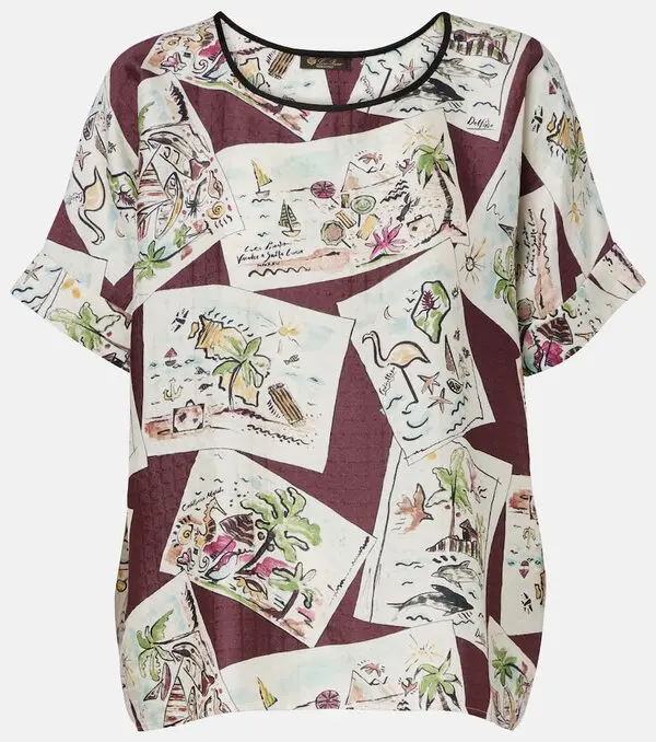 Loro Piana Rosemary Printed Silk Top