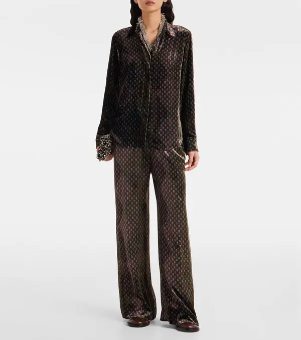 Dries Van Noten Printed Velvet Shirt