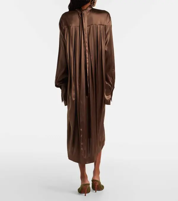 Dries Van Noten Turtleneck Silk-blend Satin Midi Dress
