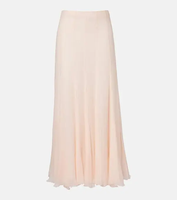 Chloé Pleated Silk Muslin Maxi Skirt