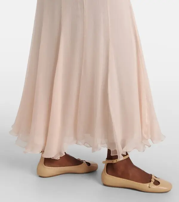 Chloé Pleated Silk Muslin Maxi Skirt