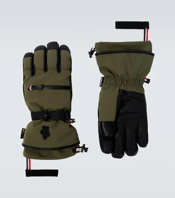 Moncler Leather-trimmed Ski Gloves - Green