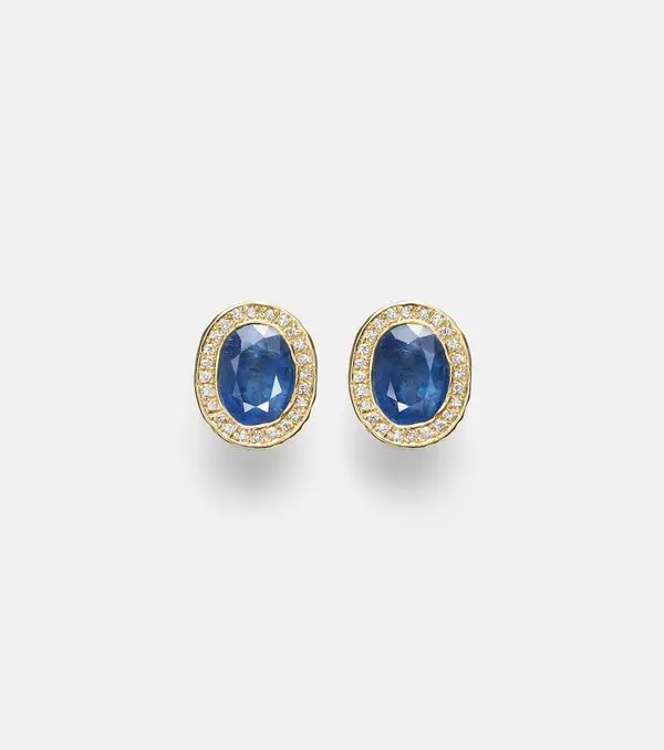 OCTAVIA ELIZABETH 18kt Diamond And Sapphire Stud Earrings - Gold