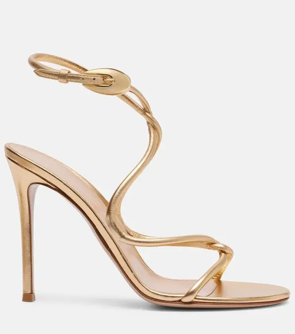 GIANVITO ROSSI Jungle Mamba 105 Leather Sandals - Gold
