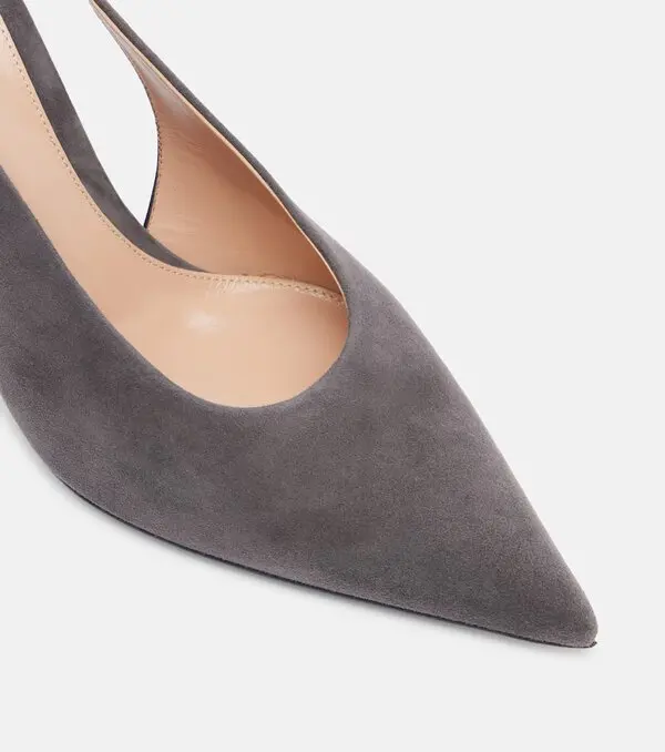 GIANVITO ROSSI Robbie 85 Suede Slingback Pumps - Grey