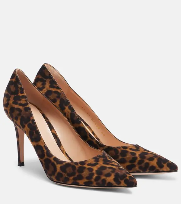 GIANVITO ROSSI 85 Leopard-print Suede Pumps - Brown