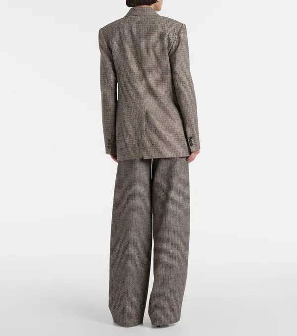 Vince Houndstooth Wool Blend Blazer - Brown