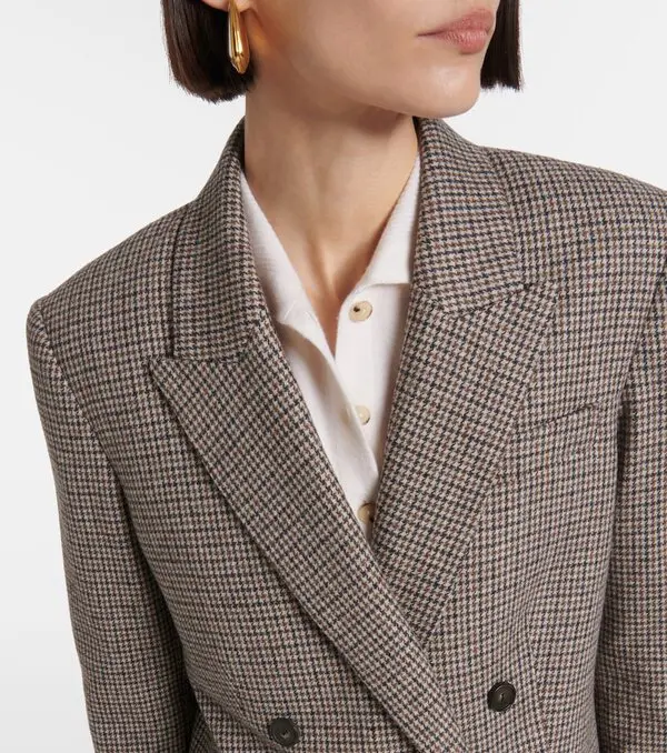 Vince Houndstooth Wool Blend Blazer - Brown