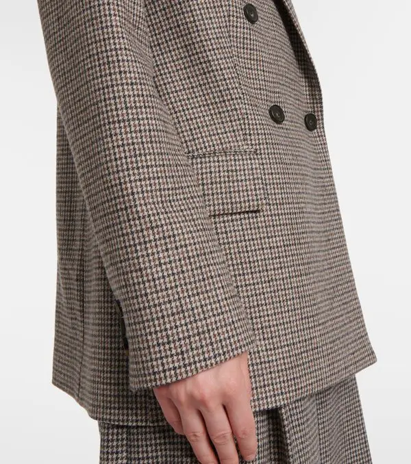 Vince Houndstooth Wool Blend Blazer - Brown