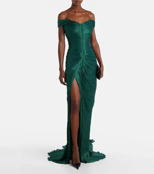 MARMAR HALIM Ruched Off-shoulder Bustier Gown