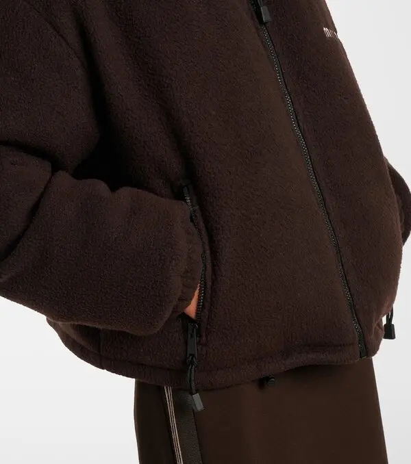 Miu Miu Logo Gabardine Bomber Jacket - Brown