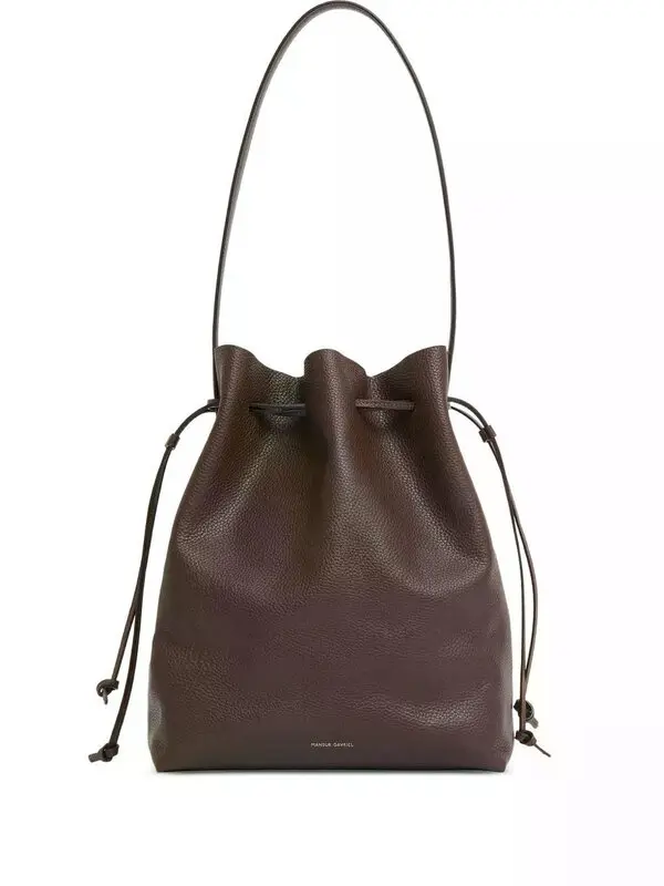 MANSUR GAVRIEL Logo-print Leather Bucket Bag - Brown