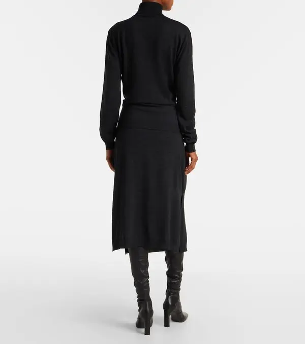 LEMAIRE Turtleneck Wool-blend Midi Dress